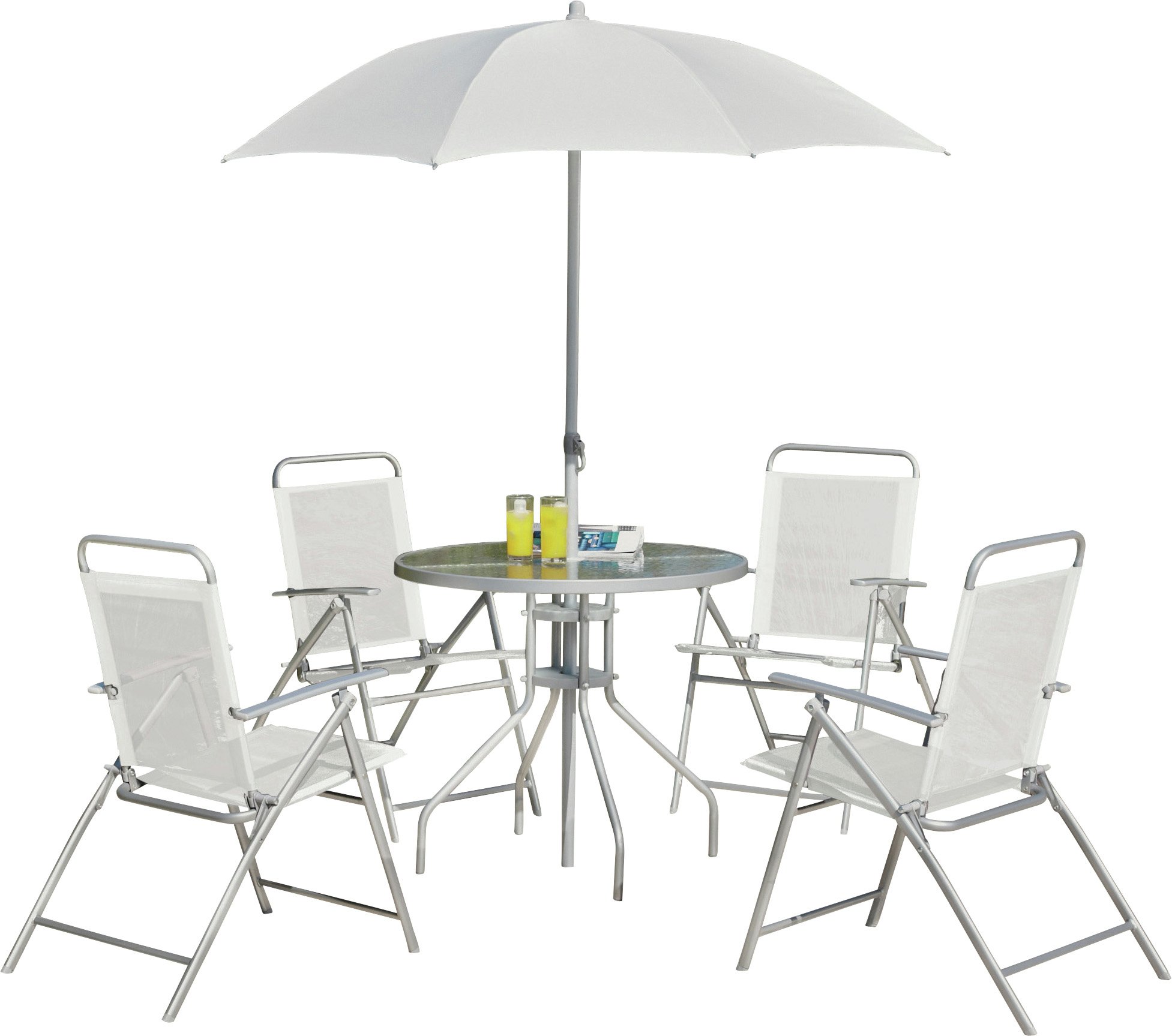 Argos Home 4 Seater Folding Metal Patio Set - Silver - MySmallSpace UK