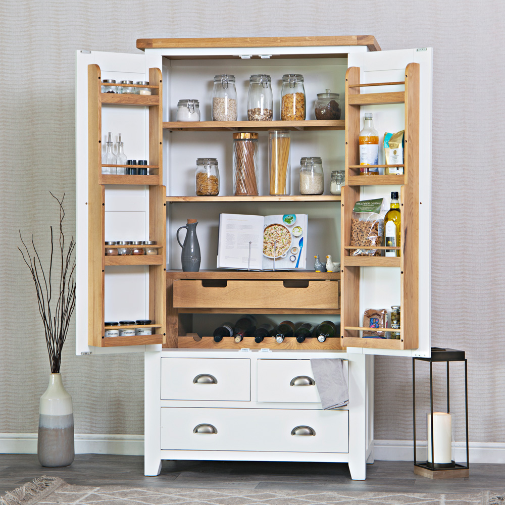 Hampshire White Painted Oak Large Larder Unit - MySmallSpace UK