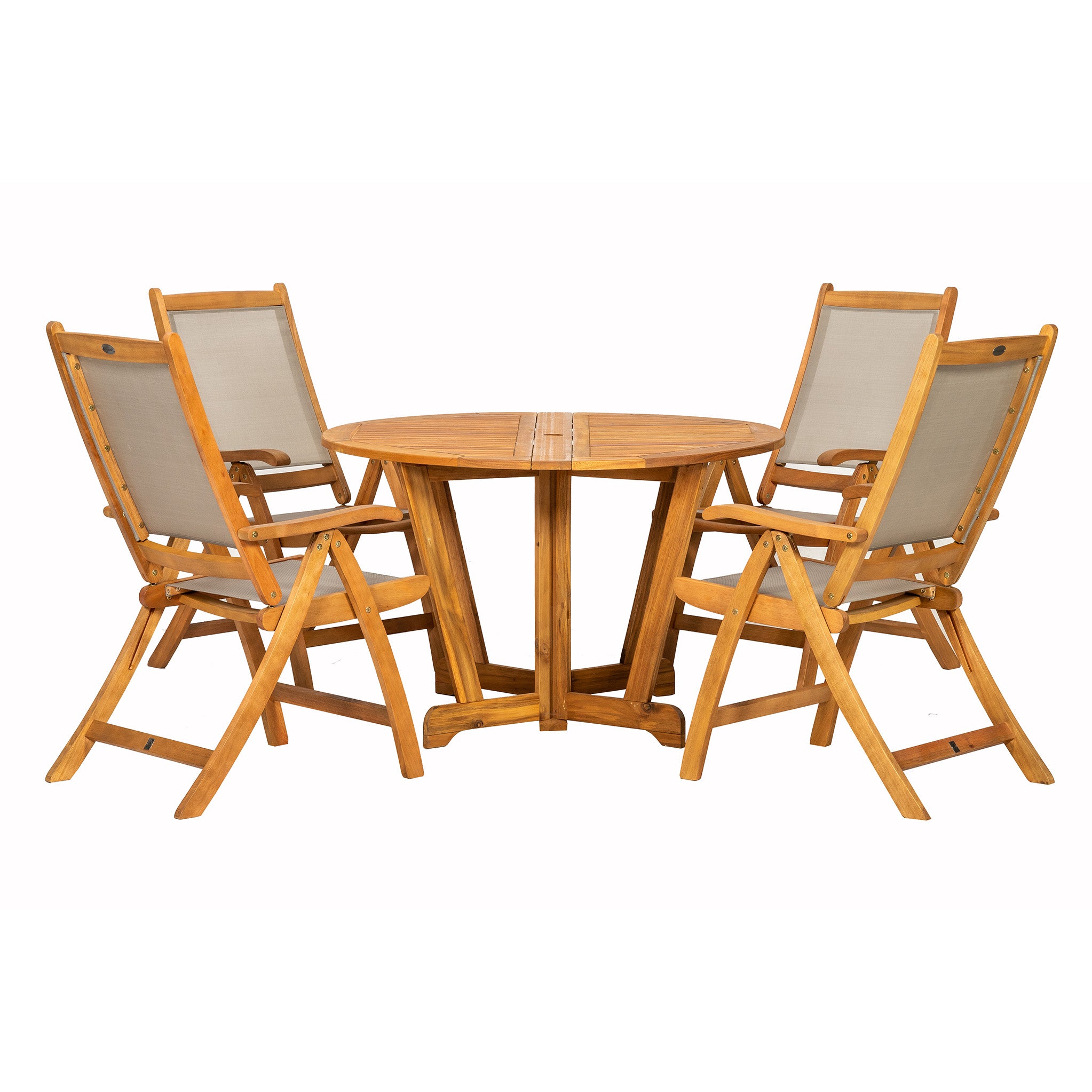 Henley Acacia Wooden 4 Seat Gateleg Dining Set with Reclining Chairs ...