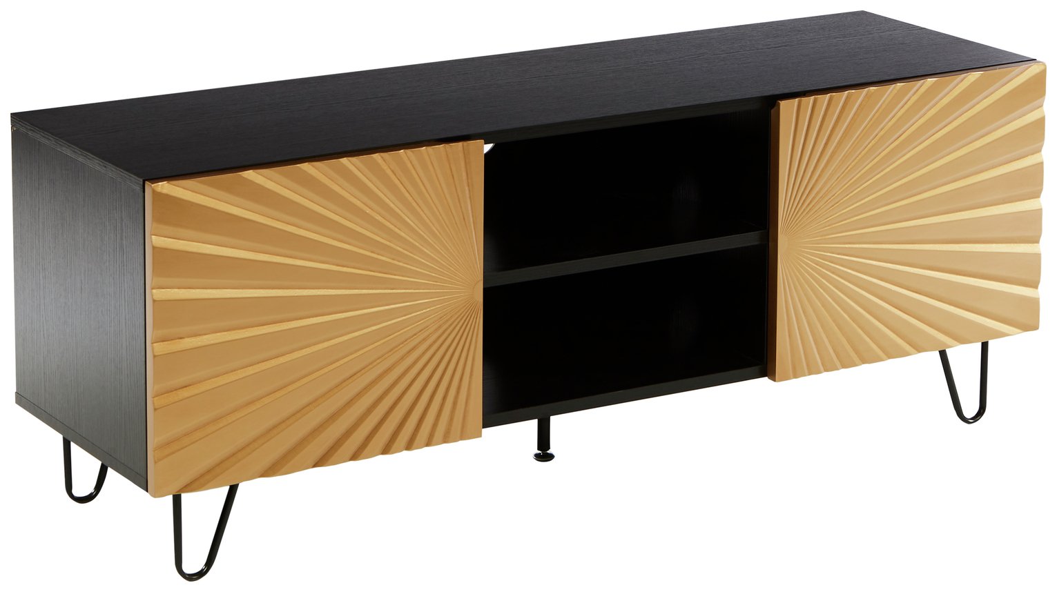 Lloyd Pascal Radiance 2 Door TV Unit - Black & Gold - MySmallSpace UK