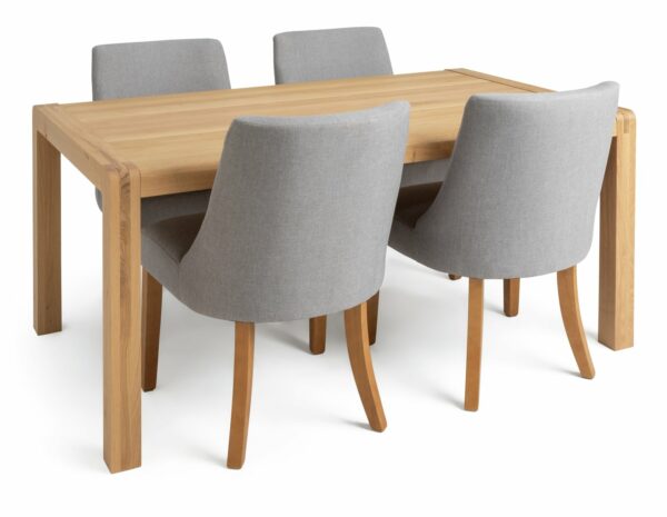 Habitat Radius Oak Dining Table & 4 Alec Light Grey Chairs ...