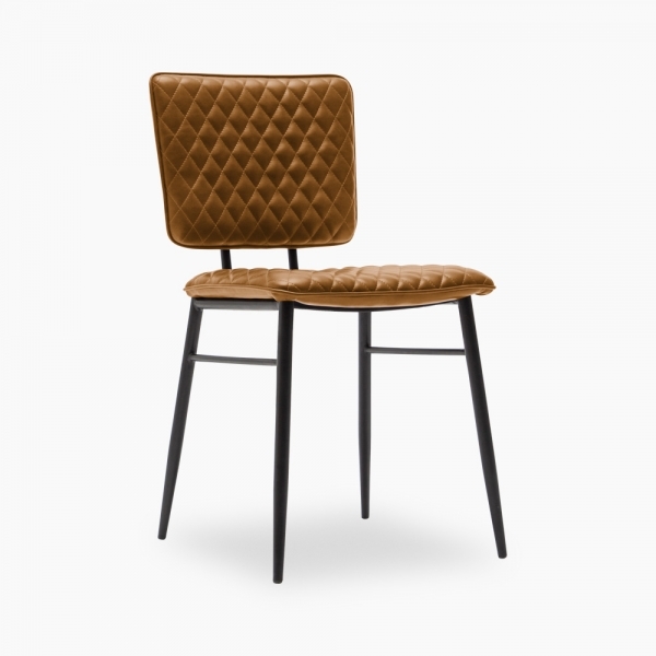Elgin Quilted Dining Chair, Tan - MySmallSpace UK