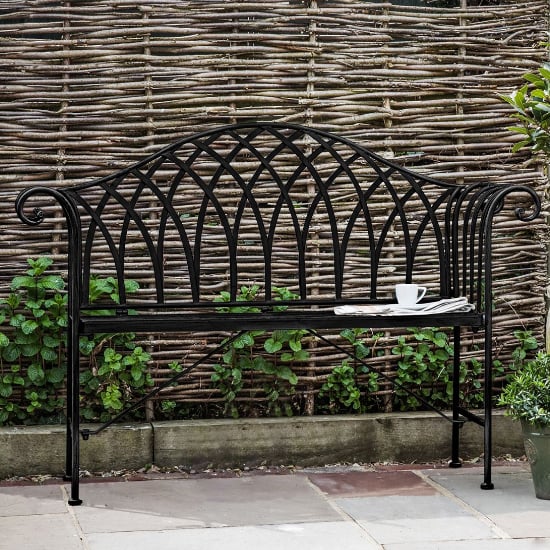 Duchmano Outdoor Metal Seating Bench In Black - MySmallSpace UK