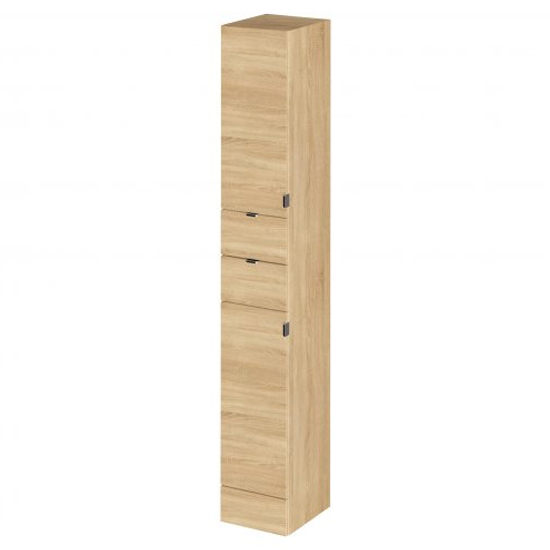 Fuji 30cm Bathroom Wall Hung Tall Unit In Natural Oak - MySmallSpace UK