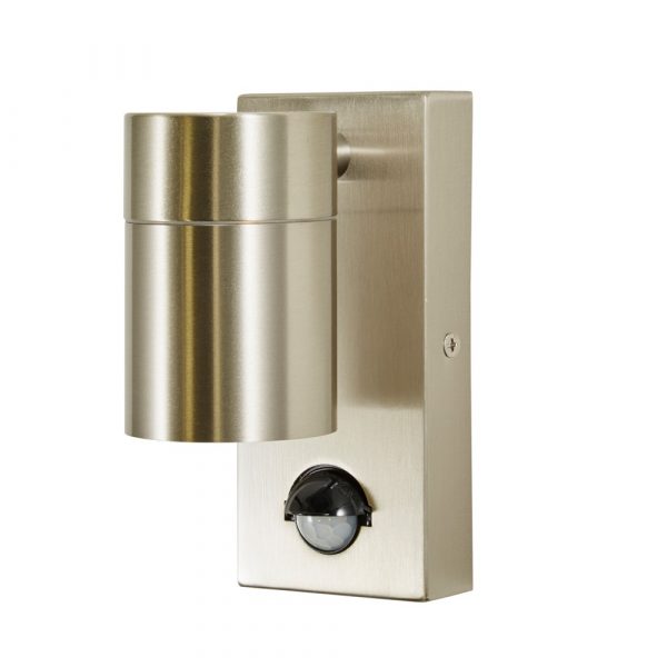 Jared Outdoor Up or Down Wall Light with PIR Sensor, Stainless Steel ...