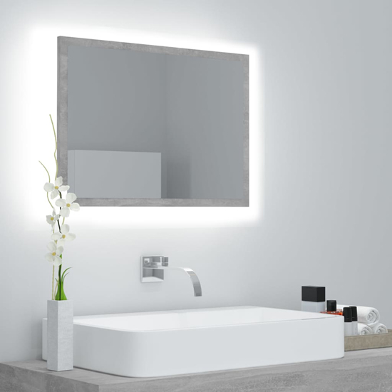 Ormond Bathroom Mirror In Concrete Effect With LED Lights - MySmallSpace UK