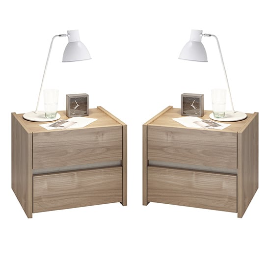 Civic Wooden Stelvio Walnut And Clay Effect Nightstands In Pair ...