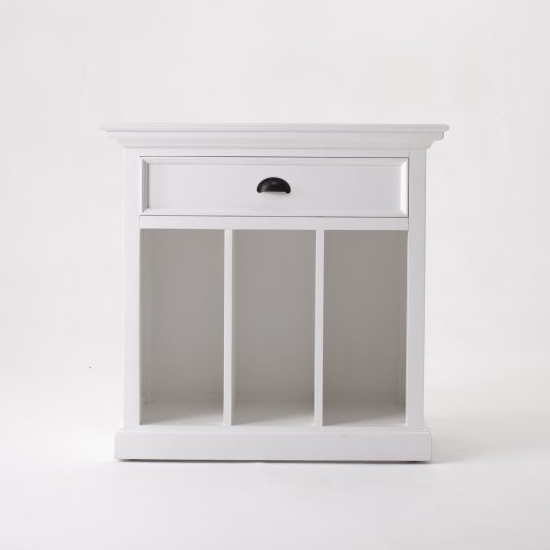 Porth Wooden Bedside Table With Dividers In Classic White - MySmallSpace UK