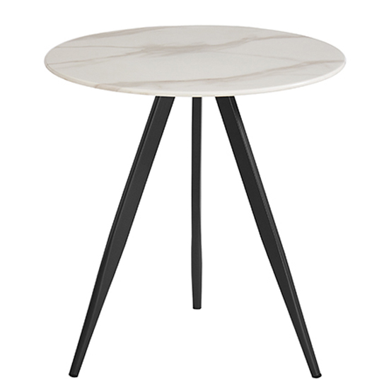 Circa Round Glass Dining Table In White Marble Effect - MySmallSpace UK