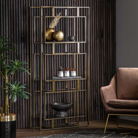 Cody Black Glass Open Display Unit With Bronze Metal Frame ...