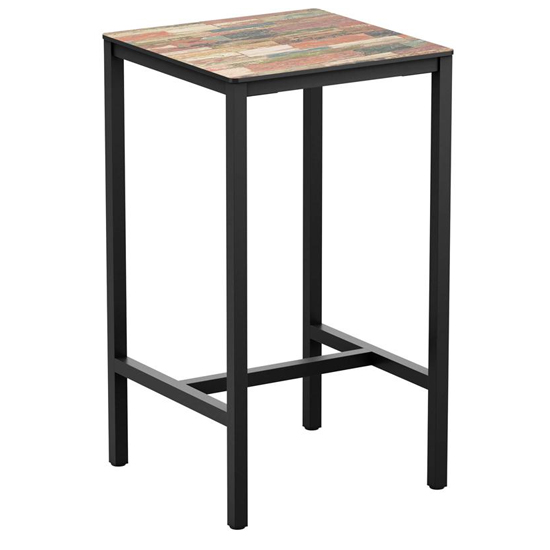 Extro Square 69cm Wooden Bar Table In Reclaimed Beach Hut - MySmallSpace UK