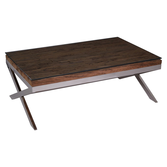 Kero Glass Top Coffee Table With Cross Base In Natural - MySmallSpace UK