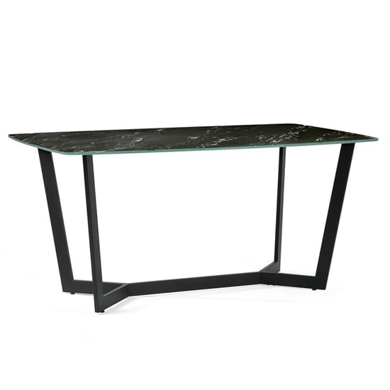 Oakley Glass Top Dining Table In Black Marble Effect - MySmallSpace UK