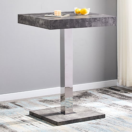 Topaz Square Wooden Bar Table In Concrete Effect - MySmallSpace UK