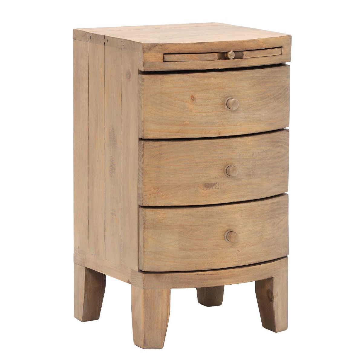 Lewes 3 Drawer Bow Front Bedside Table, Neutral | Barker & Stonehouse ...