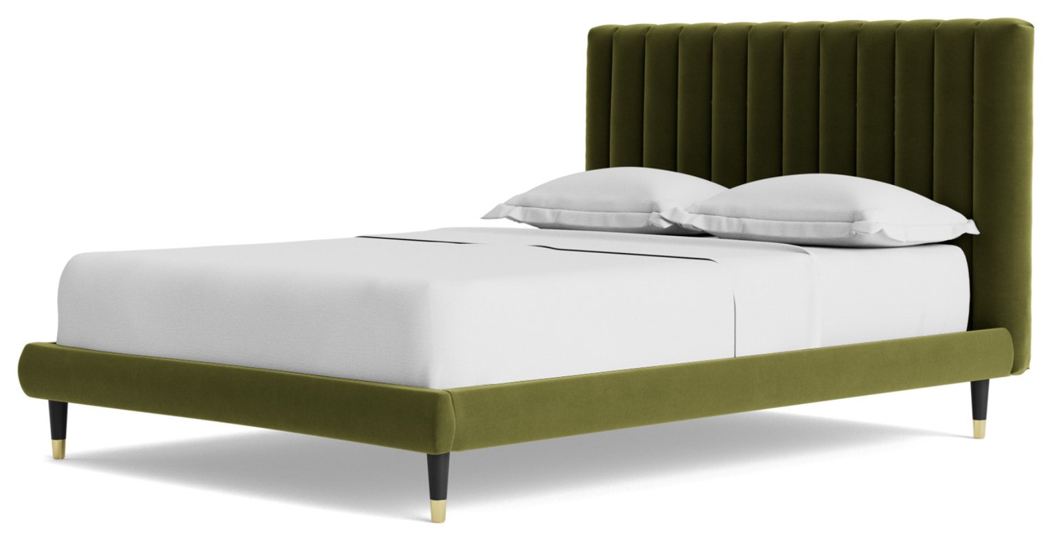Swoon Porlock Double Velvet Bed Frame - Fern Green - MySmallSpace UK