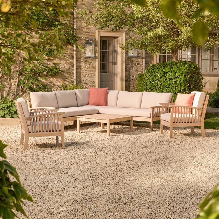 Repton Corner Set | With Armchairs Natural - MySmallSpace UK