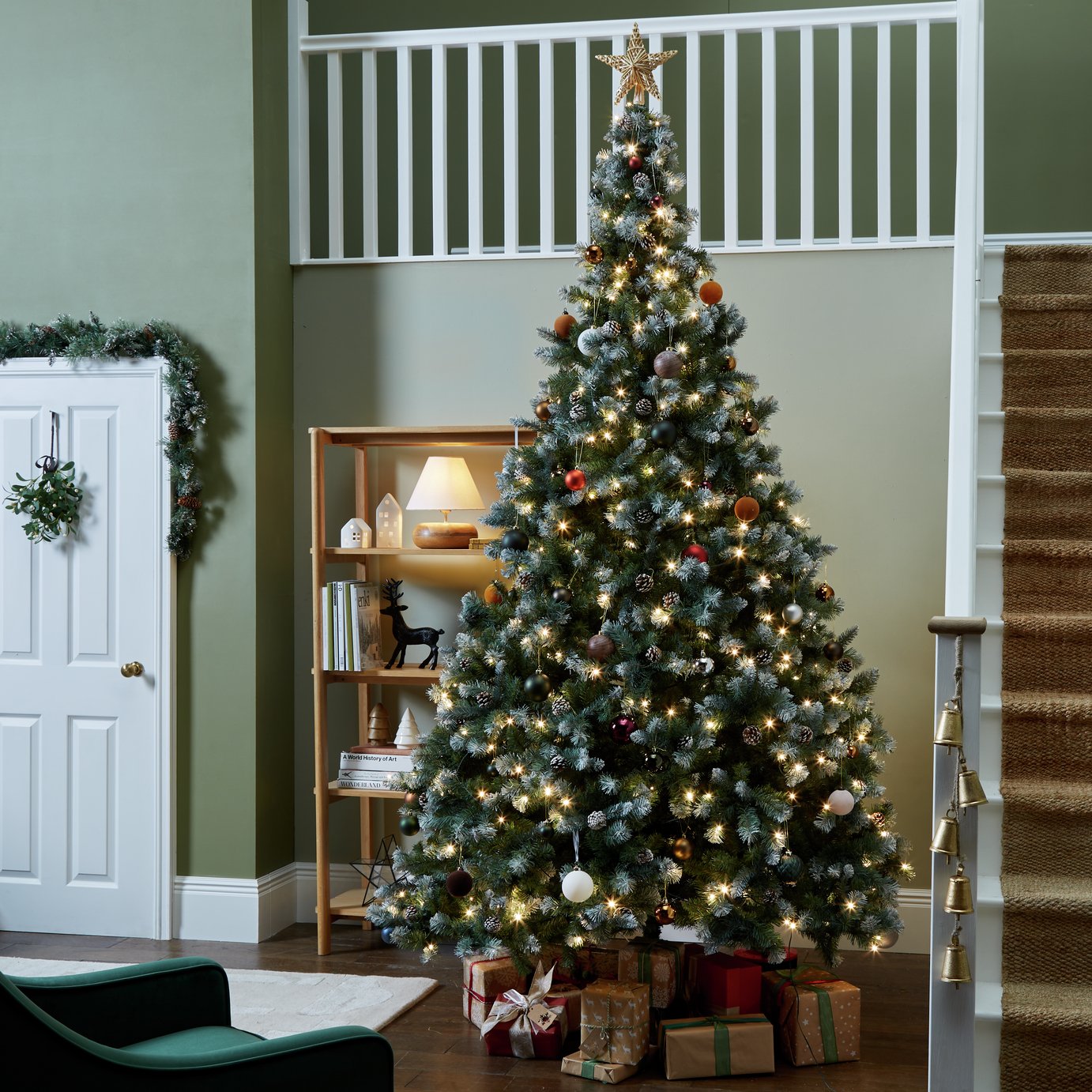 Habitat 10ft Pre Lit Blue Oscar Pine Cone Christmas Tree - MySmallSpace UK