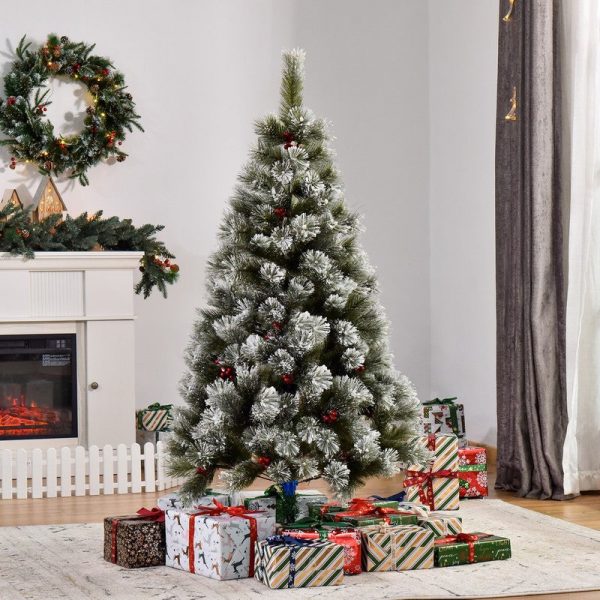 5 Foot Christmas Tree Artificial - White Frosted Green 184 Tips ...